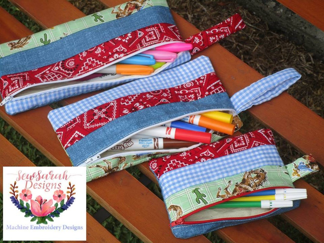 Machine Embroidery Design -in the Hoop Striped Pencil Case Set of 3 ...