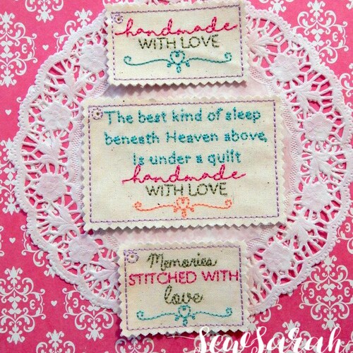 Machine Embroidery Design ITH Handmade With Love Tag 4x4 - Etsy Australia