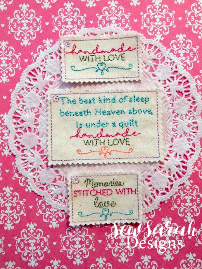 Machine Embroidery Design ITH Handmade Tag Set of 3 5x7 - Etsy