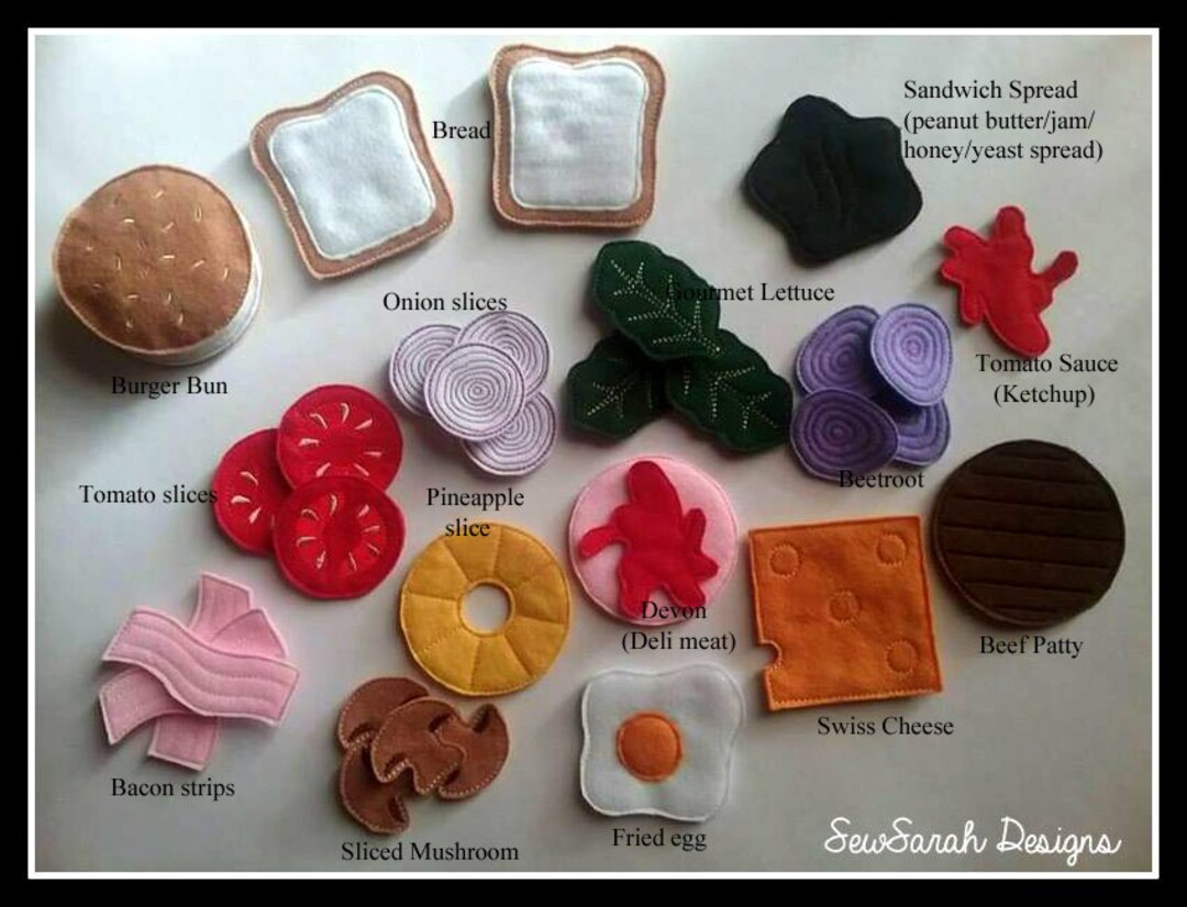 Machine Embroidery Design -in the Hoop Delux Lunch Felt Play Food (4x4 ...