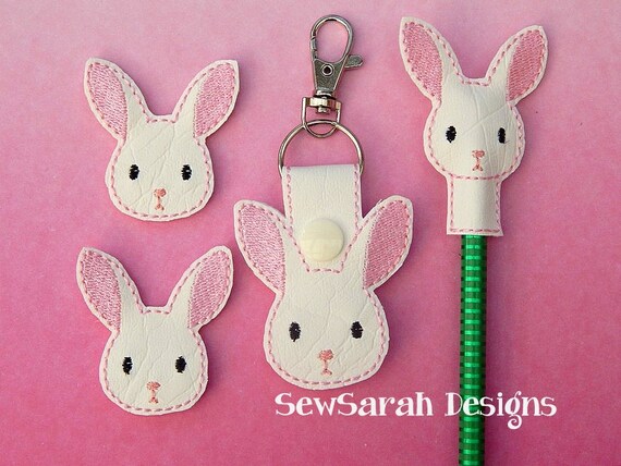 Sewing & Fiber Embroidery Digital Rabbit Key Fob Design Animal Key Fob ...