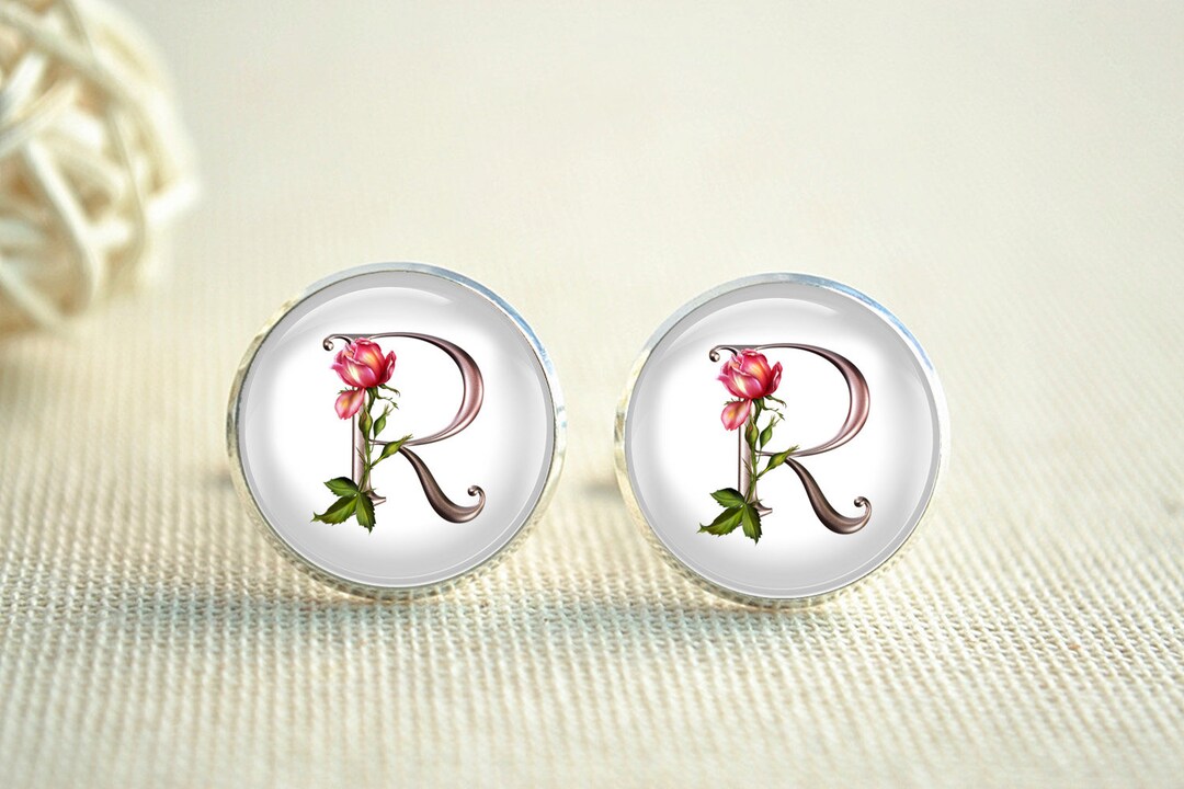 Rose Initials Cufflinks,custom Name Intials Cufflinks,gold Monogram ...