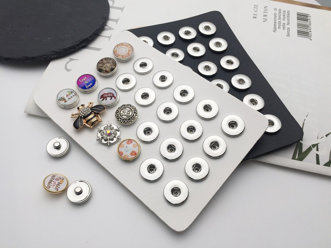 18mm/20mm Snap Button Storage Pad,ginger Snap Button PU Leather ...