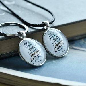 2 Timothy 1:7 Christian Necklace, Bible Verse Keycahin Keyring ...