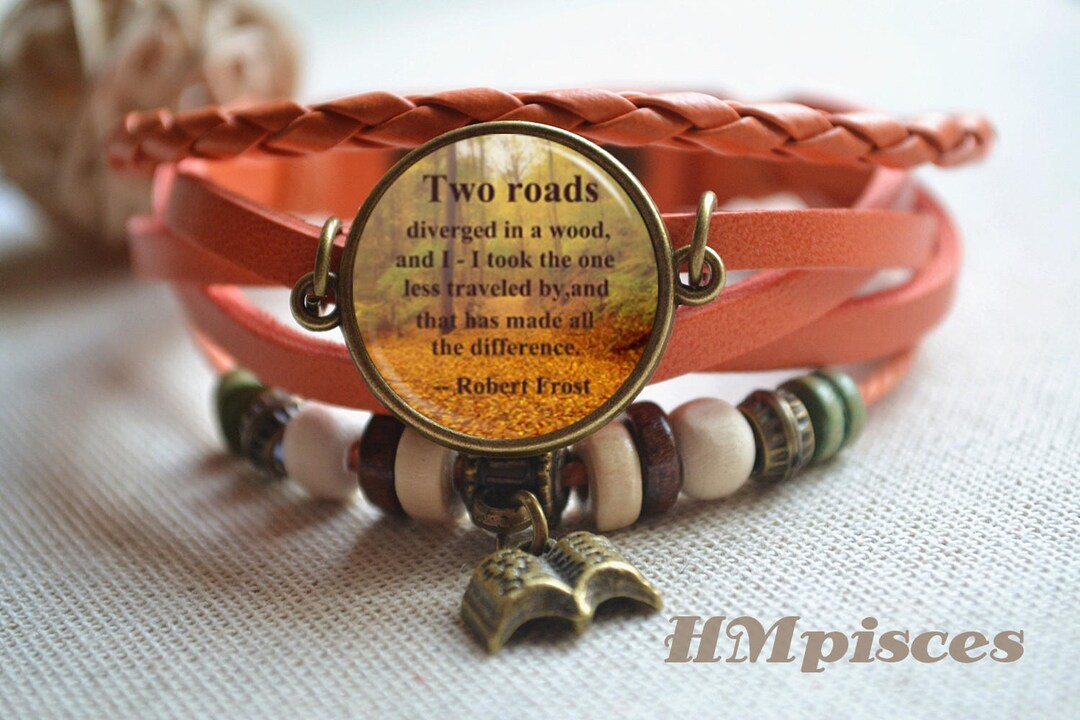 Robert Frost Poem Bracelet,poem Jewelry,inspirational Poetry Quote ...