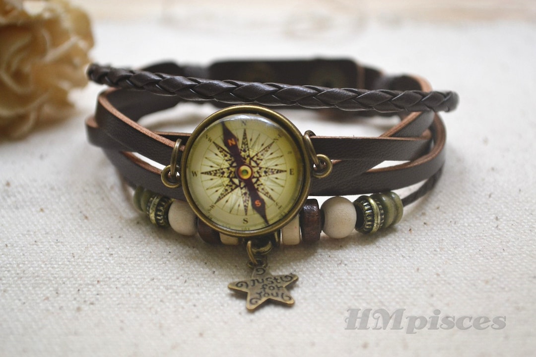 Compass Bracelet,retro Compass Picture Bracelet, Woven Bracelet,compass ...