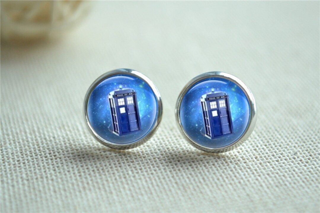 Doctor Who Earrings, Tardis Stud Earrings, Police Box Galaxy Photo ...