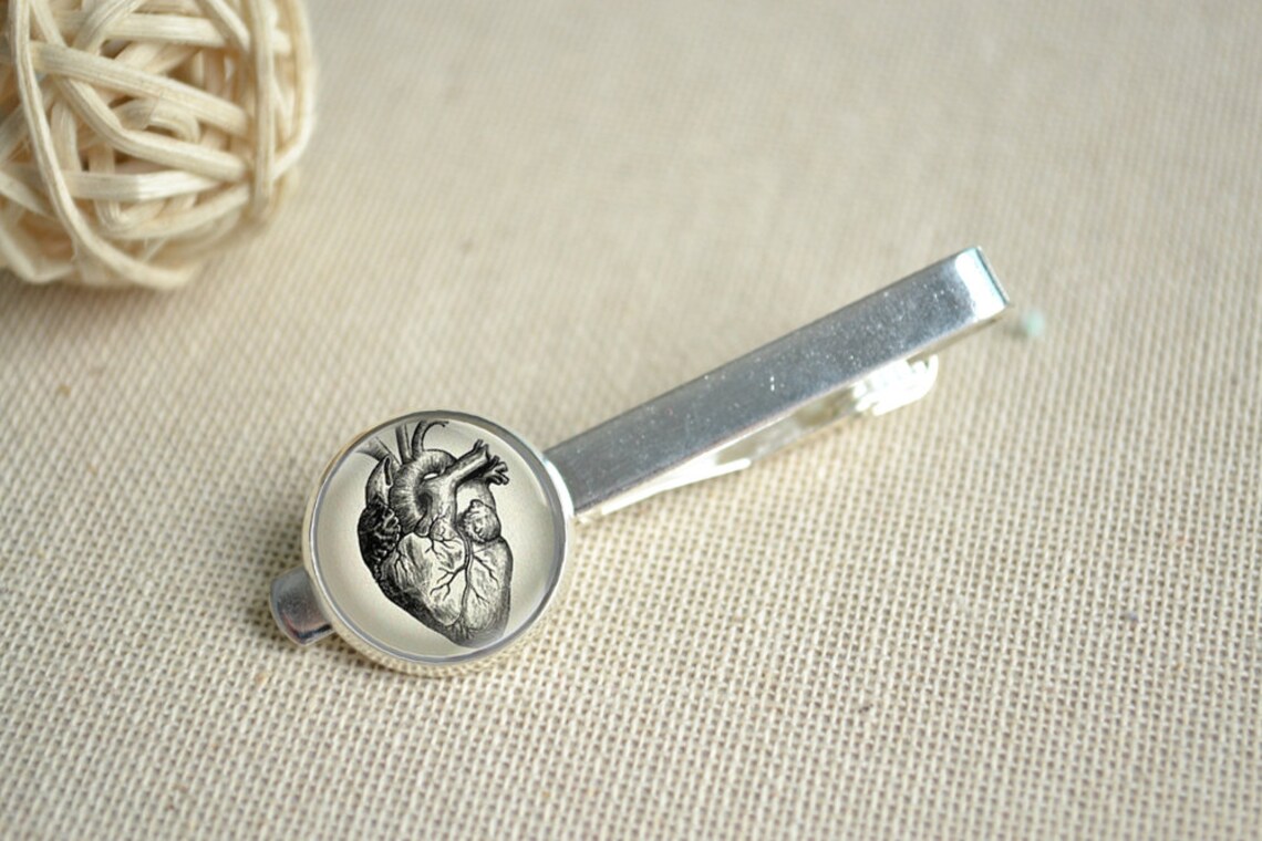Steampunk Heart Tie Clip,anatomical Heart Cufflinks, Heart Cuff Links ...
