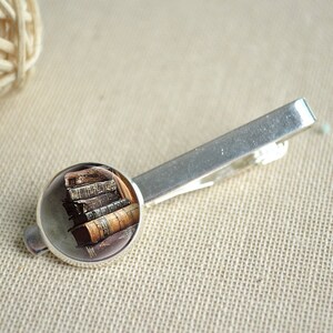 Old Book Cufflinks Tie Clip Set,bookshelf Men Cuff Links, Librarian Tie ...