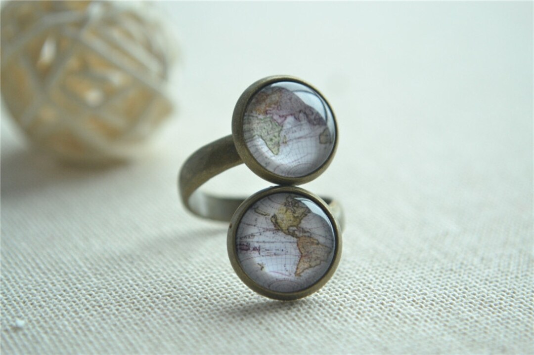 World Map Ring,earth Map Adjustable Ring,steampunk Jewelry,adjustable ...