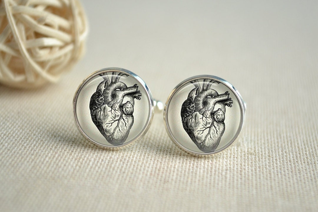 Steampunk Heart Tie Clip,anatomical Heart Cufflinks, Heart Cuff Links ...