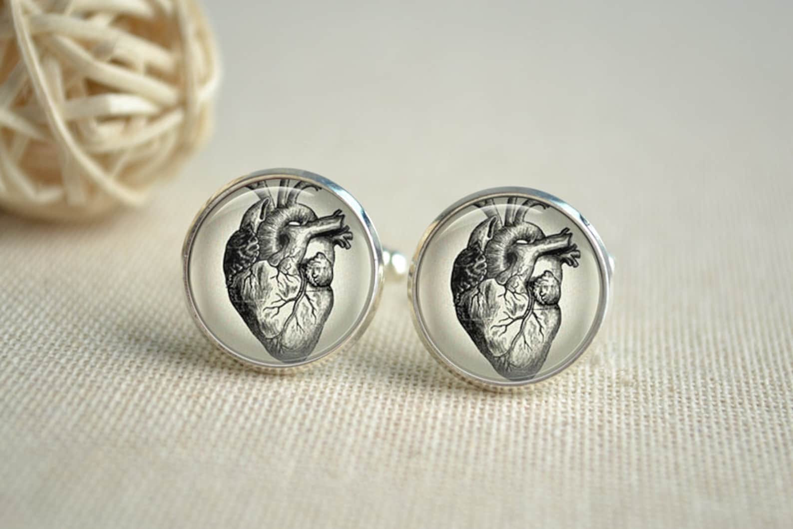 Steampunk Heart Tie Clip,anatomical Heart Cufflinks, Heart Cuff Links ...