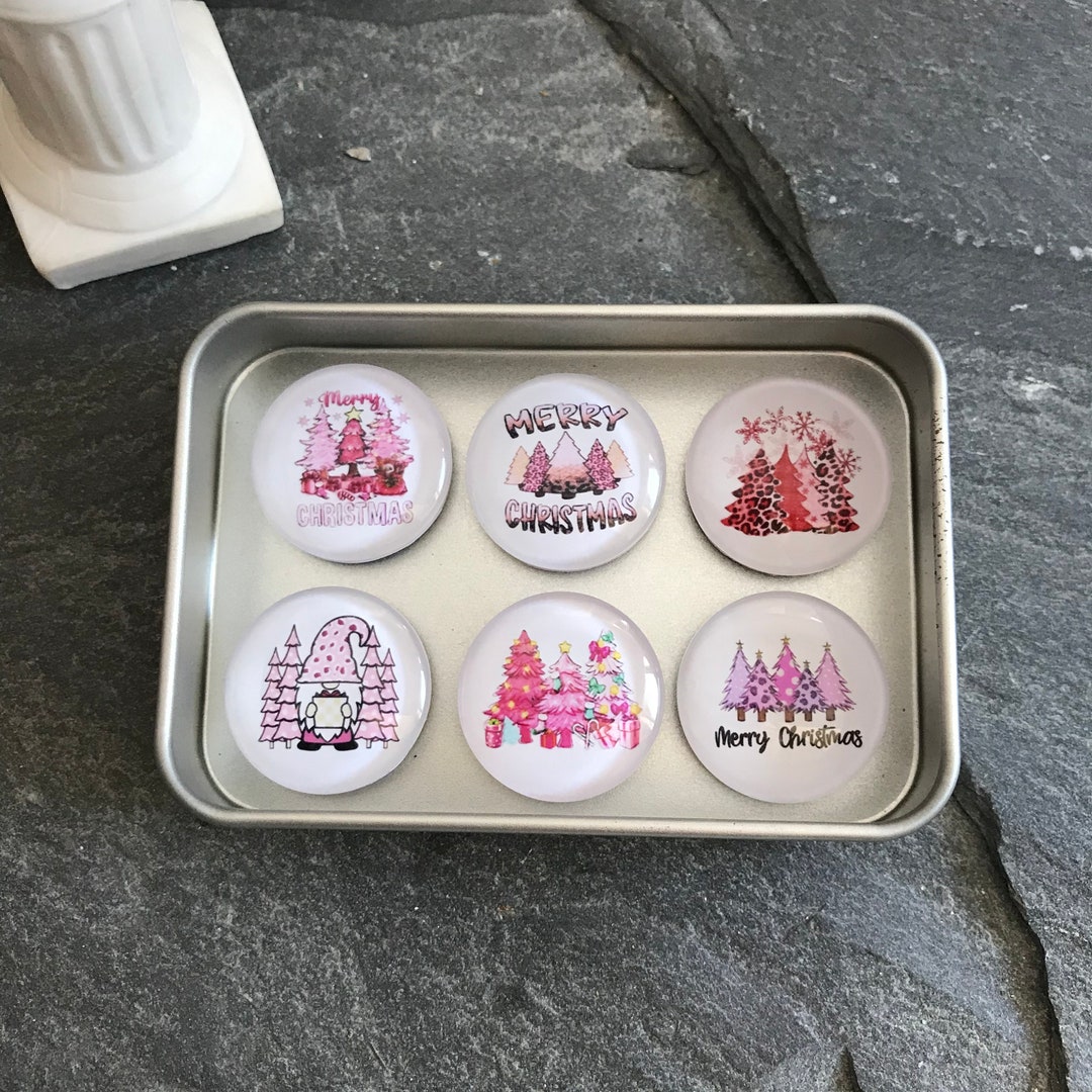 Glass Magnets,set of 6 Christmas Tree Image Glass Dome Fridge Magnets ...