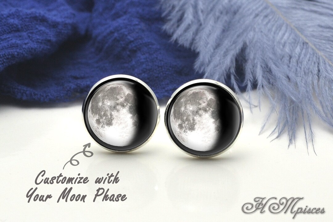 Customize Moon Phase Cufflinks,personal Lunar Phase Stud Earrings,can ...