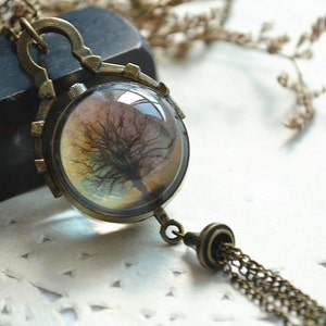 Tree Pocket Watch,colorful Life Tree Pendent Necklace,double Sides Ball ...