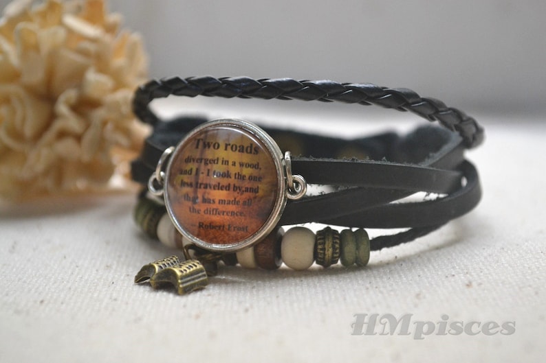 Robert Frost Poem braceletPoem jewelryInspirational poetry | Etsy