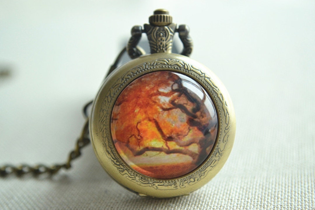 Autumn Tree Pocket Watch,fall Life Tree Picture Pendant Necklace ...