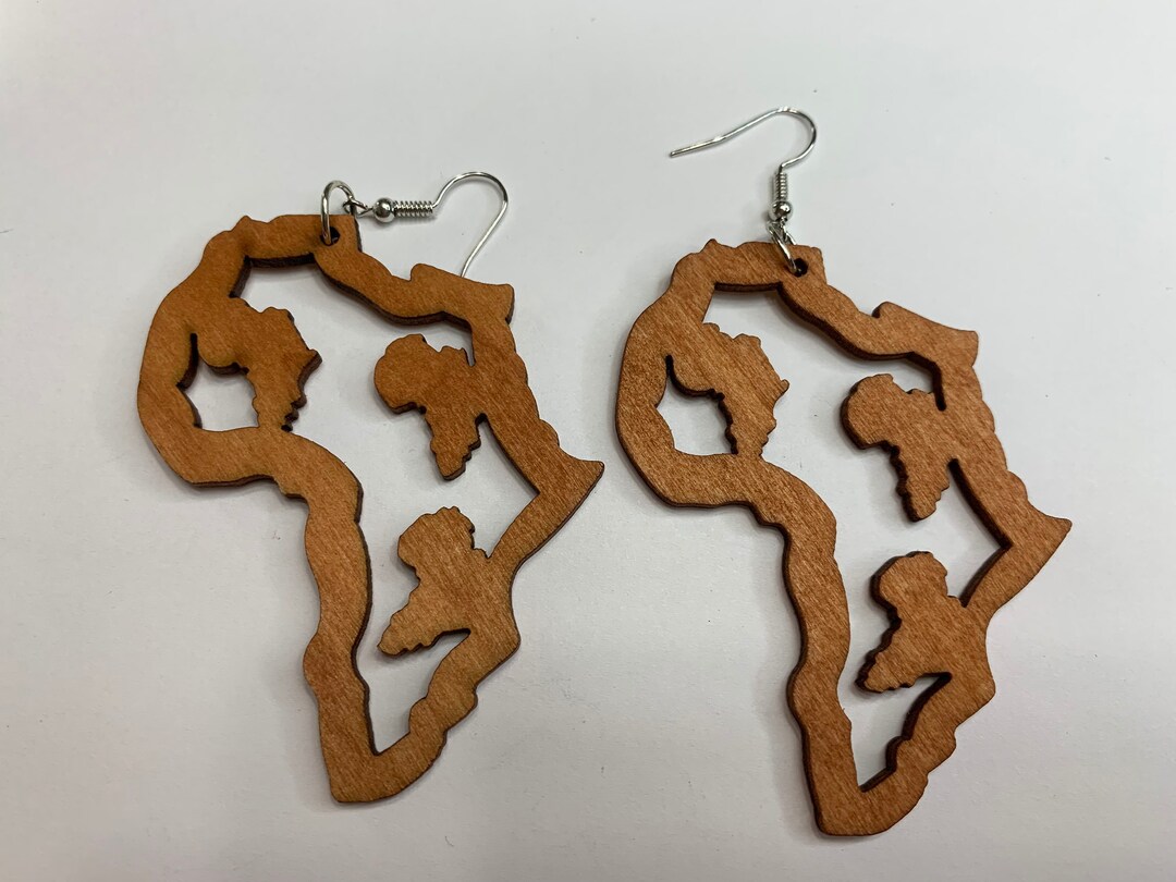 Map of Africa Wooden Earrings - Etsy