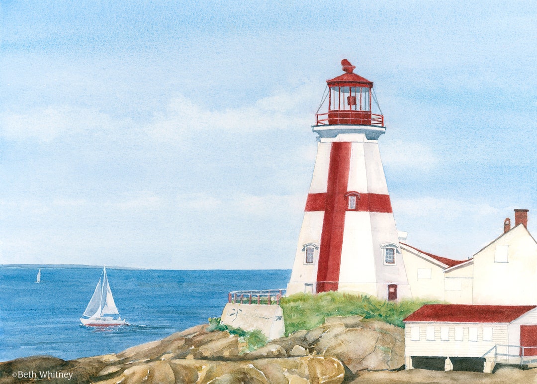 Campobello Island, East Quoddy Head Lighthouse Painting, Bay of Fundy ...