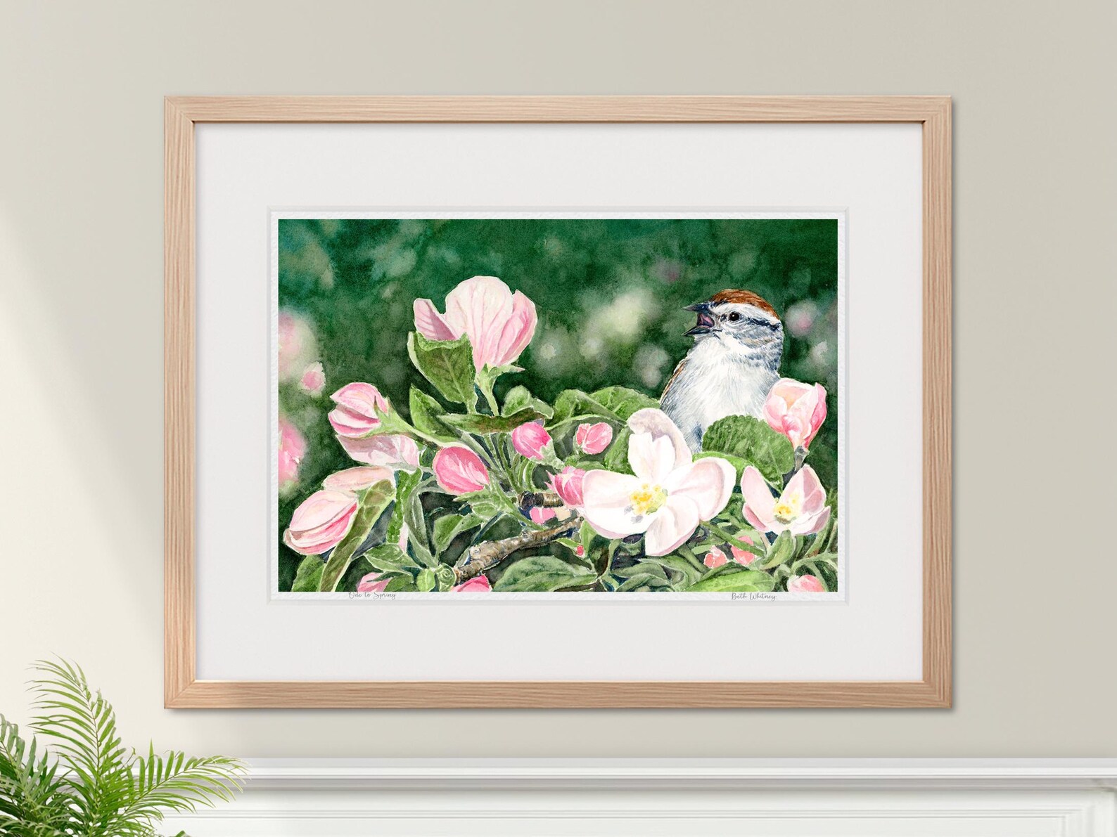 Ode to Spring, Songbird Watercolor Art Print, Apple Blossoms, Spring ...