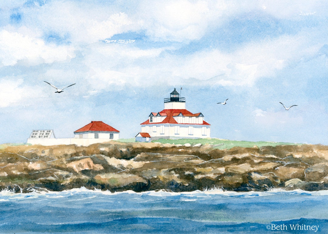 Acadia Lighthouse Painting, Egg Rock Light Bar Harbor Maine Coast Gifts ...