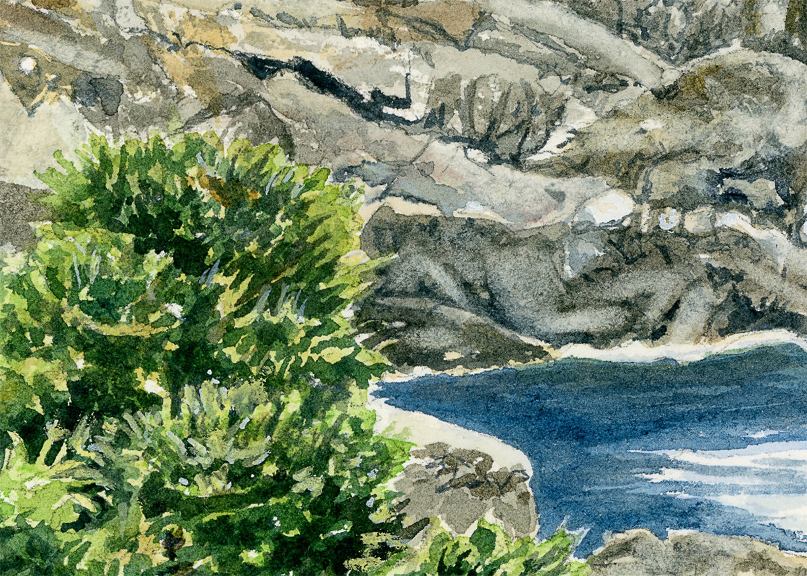 Whitehead Cliff Monhegan Island Watercolor Print Maine - Etsy