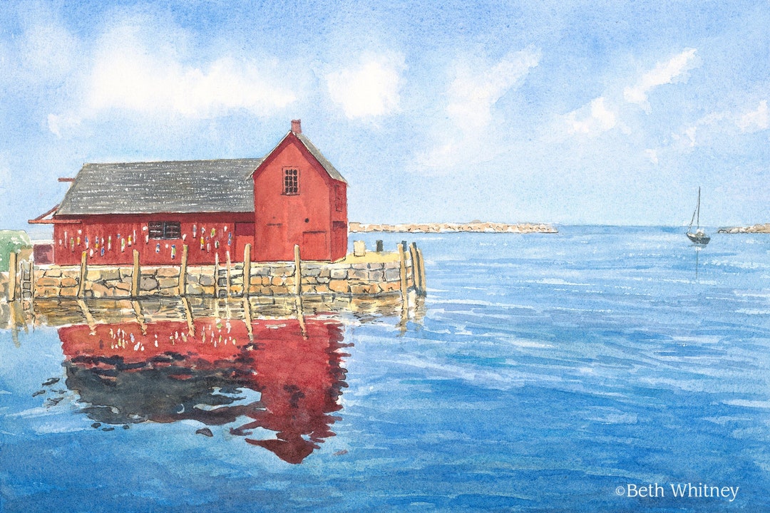 Motif No 1 Rockport Painting, Red Fish House Watercolor Art Print ...