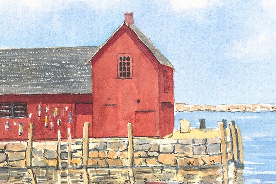 Motif 1 Seascape Watercolor Painting Fishing Shack Painting Watercolor ...