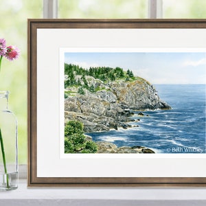 Whitehead Cliff, Monhegan Island Watercolor Print, Maine Island Art ...