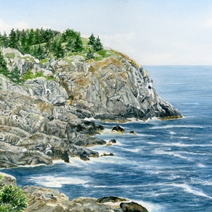 Whitehead Cliff, Monhegan Island Watercolor Print, Maine Island Art ...
