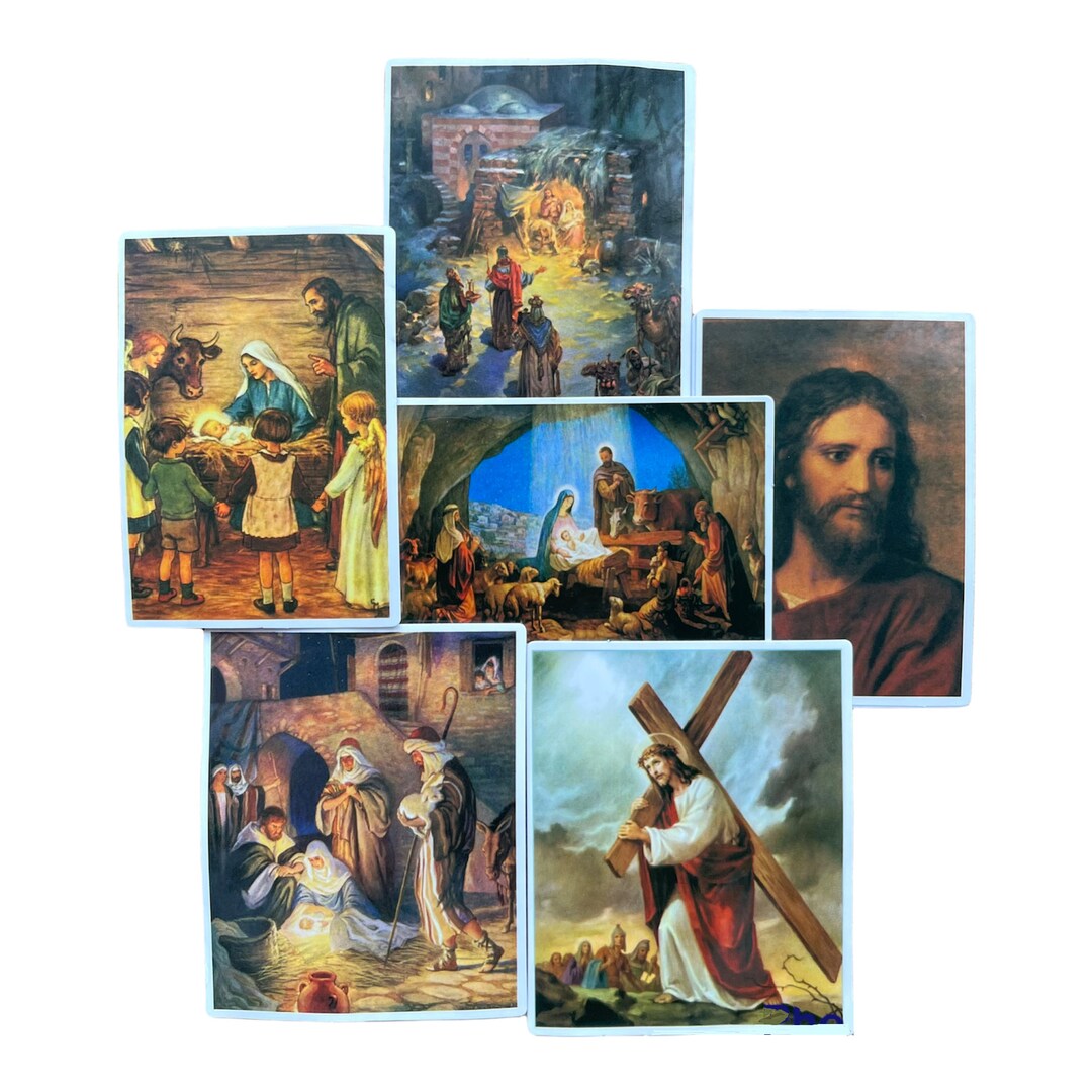 Religious Painting Stickers: Glossy Vinyl Christmas Decals - Etsy