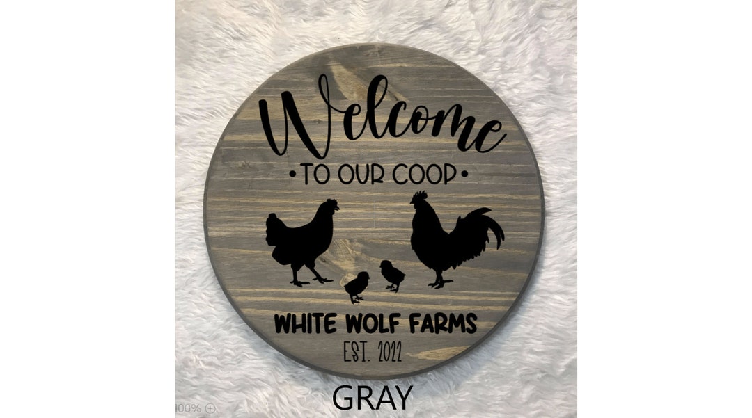 Round Wooden Chicken Welcome Sign, Farm Sign, Farmhouse Sign, Chicken ...