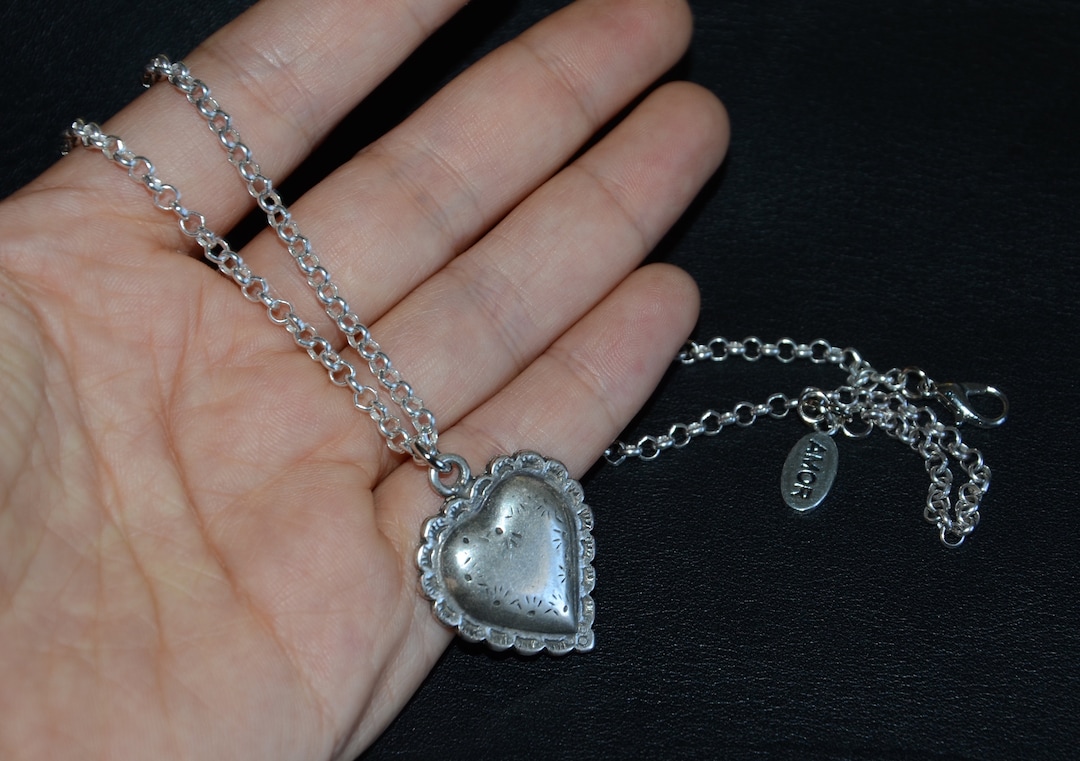 Thick Silver Plated Chain Necklace-heart Pendant Necklace-elegant ...