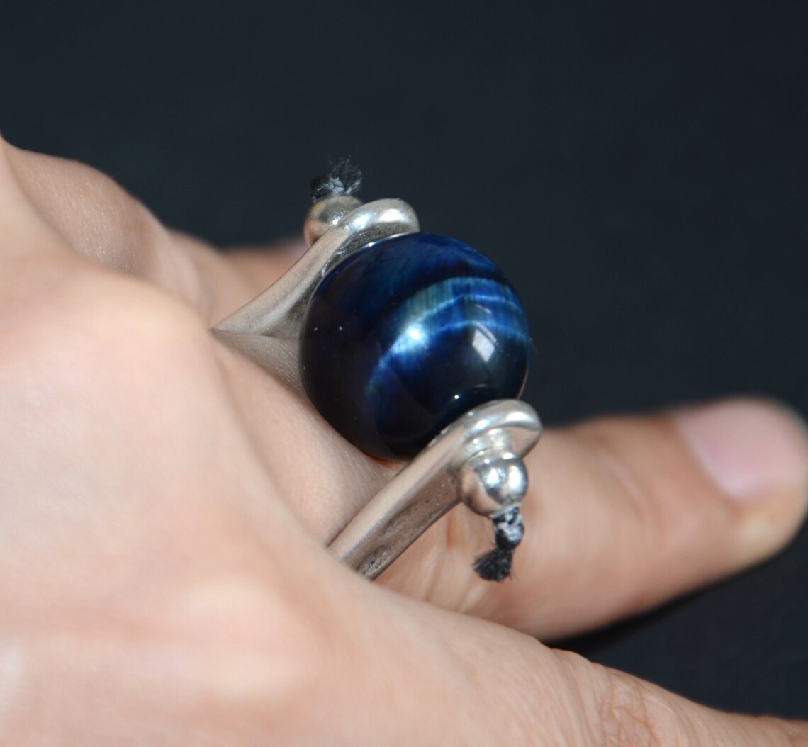 Stunning Color Vintage Ring Black Tiger Eye Natural Stone - Etsy