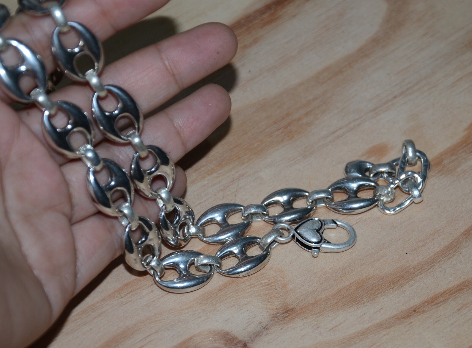 Thick Silver Plated Necklace-big Chain Necklace-silver Chunky - Etsy