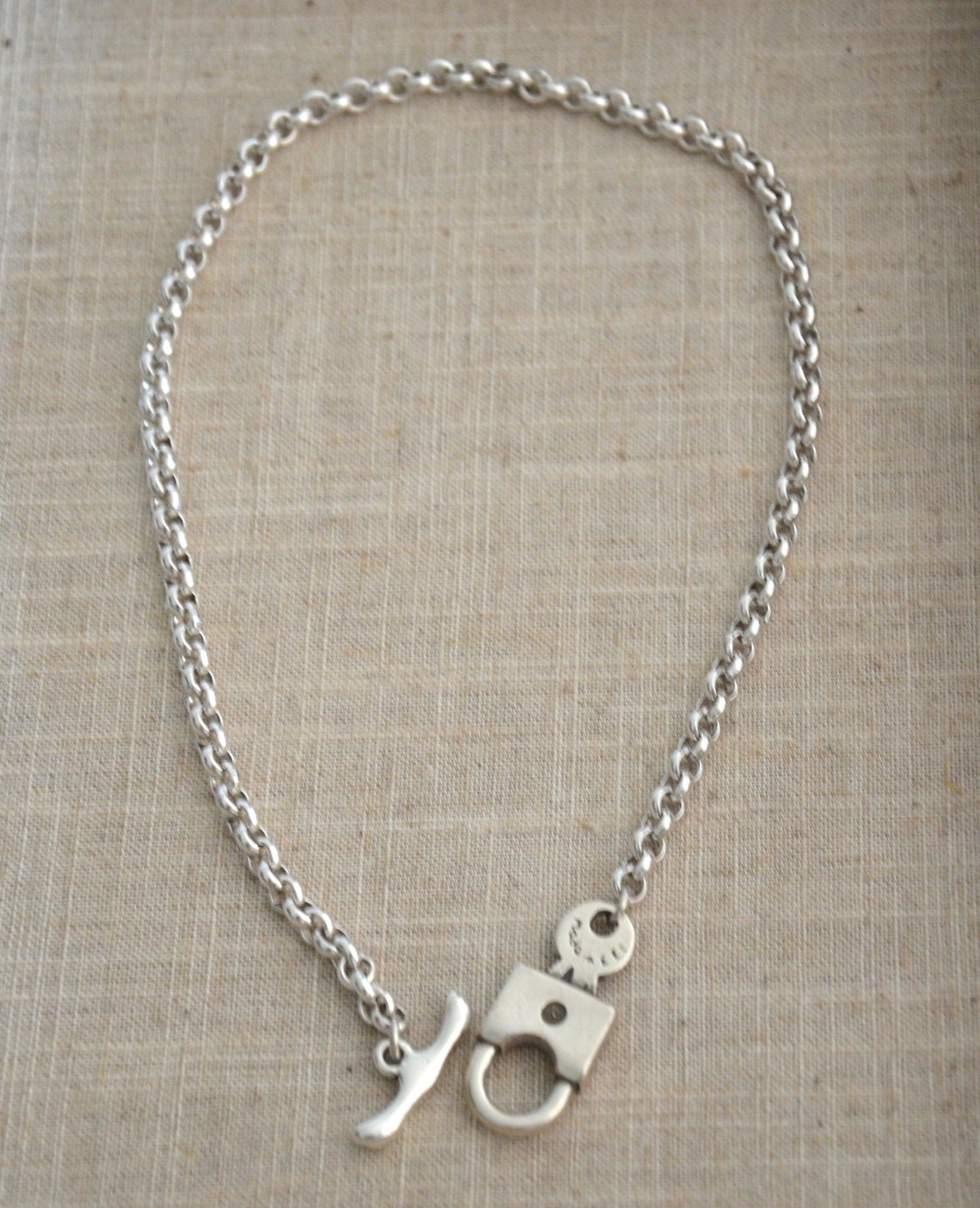 Thick Silver Filled Chain Necklace-lock Closure Choker-lock - Etsy