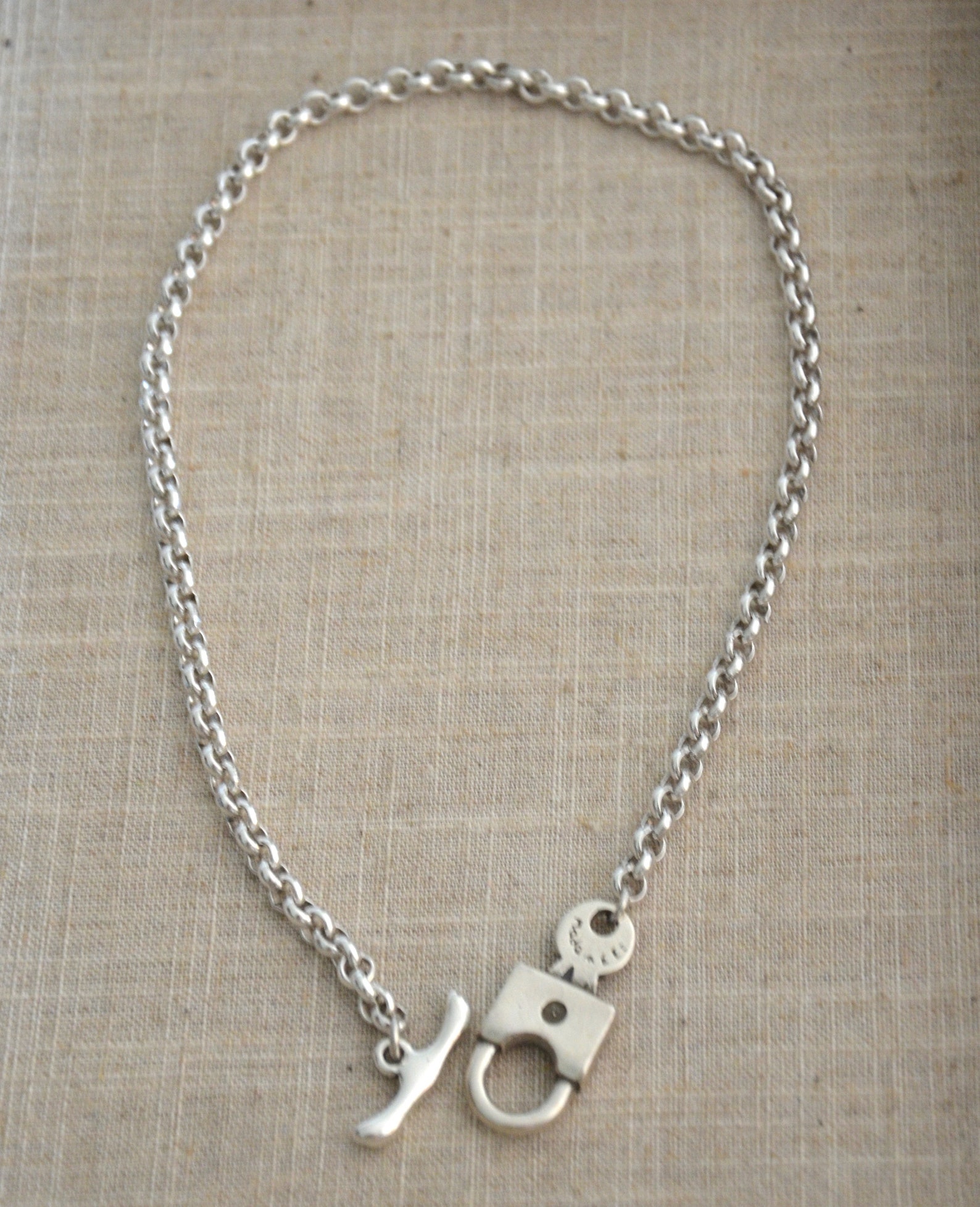 Thick Silver Filled Chain Necklace-lock Closure Choker-lock Necklace ...