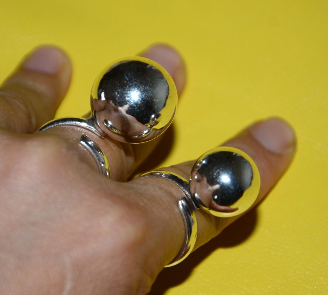 Thick Silver Plated Ring-round Ball Ring-decorative Ring- Spain Made ...