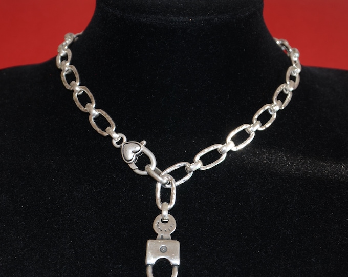 Women Short Chain Necklace-lock Pendant Necklace-silver Lock Necklace ...