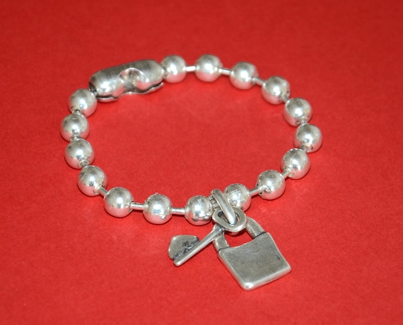 Thick Silver Plated Beads Chain Bracelet lock Charm Bracelet key Charm Bracelet stylish Bracelet unique Bracelet uno De 50 Style Bracelet Etsy Canada