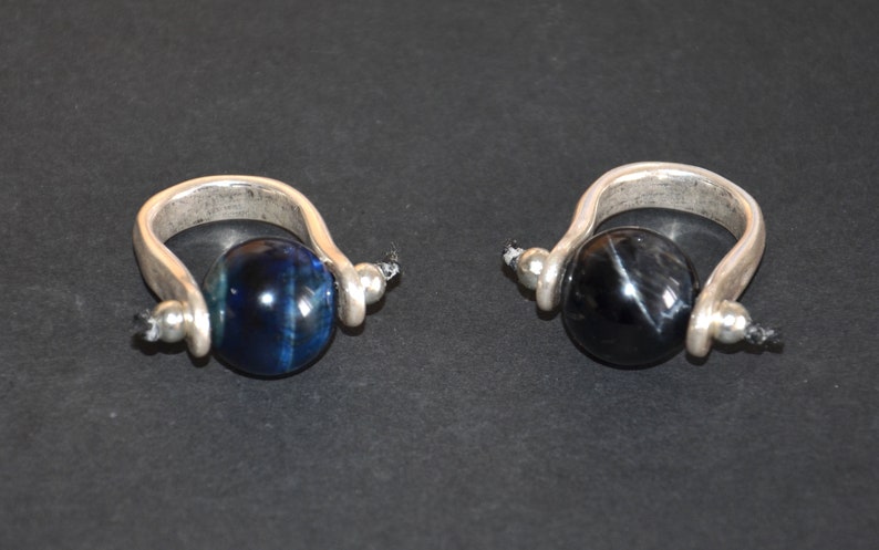 Stunning Color Vintage Ring Black Tiger Eye Natural Stone - Etsy