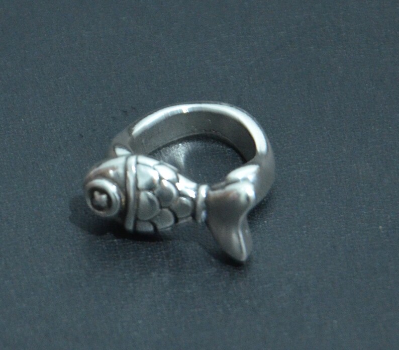 Thick Silver Plated Zamak Ring-fish Ring-adjustable Ring | Etsy