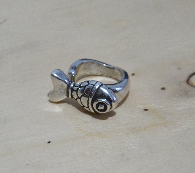 Thick Silver Plated Zamak Ring-fish Ring-adjustable Ring | Etsy
