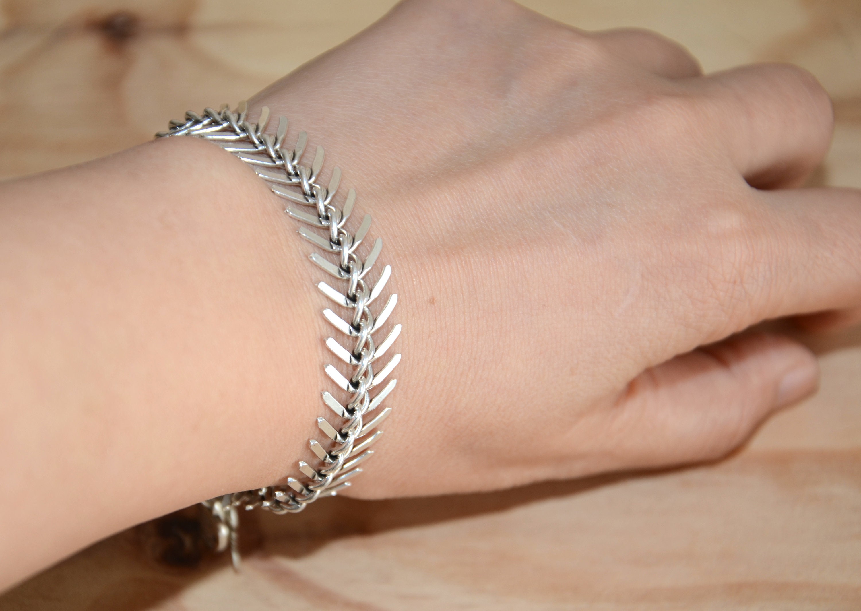 Thick Silver Filled Chain Bracelet Ancient Silver Color | Etsy