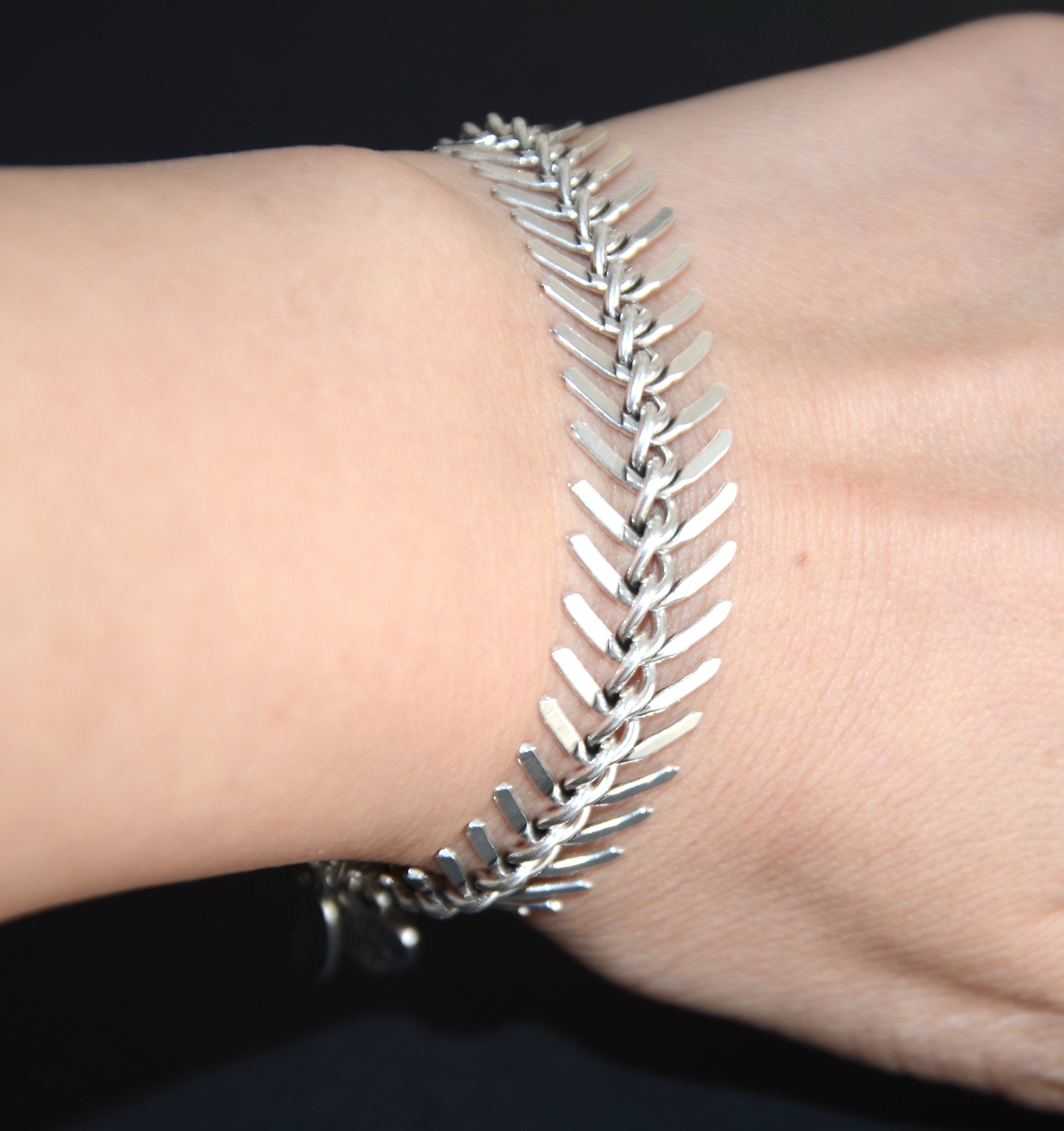 Thick Silver Filled Chain Bracelet Ancient Silver Color | Etsy