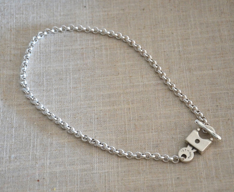 Thick Silver Filled Chain Necklace-lock Closure Choker-lock - Etsy