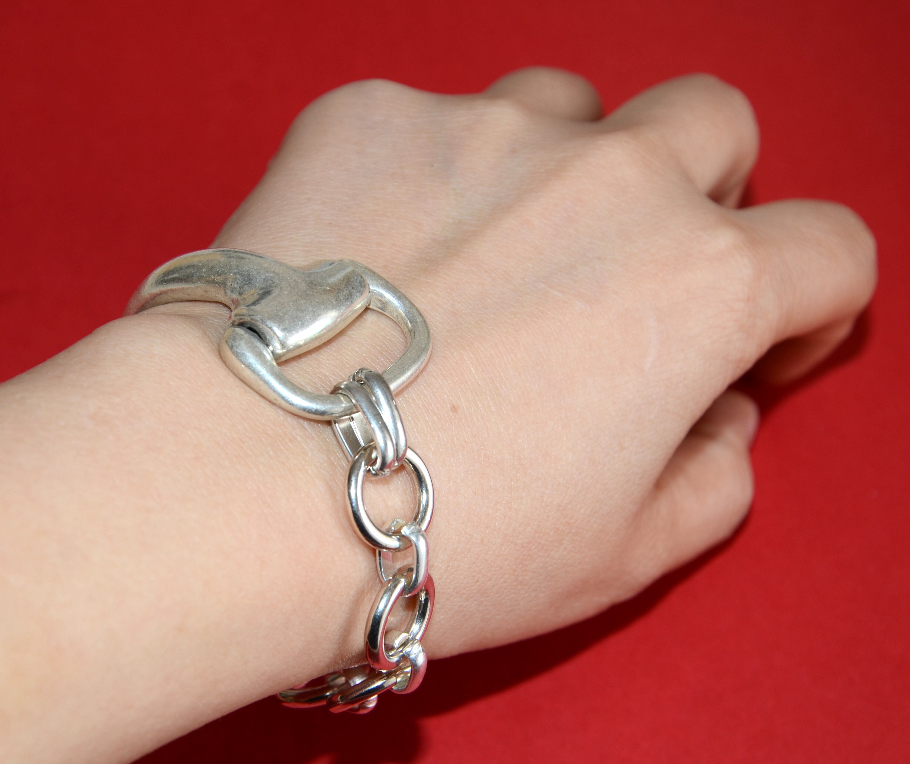 Thick Silver Filled Chunky Chains Bracelet-ancient Silver - Etsy