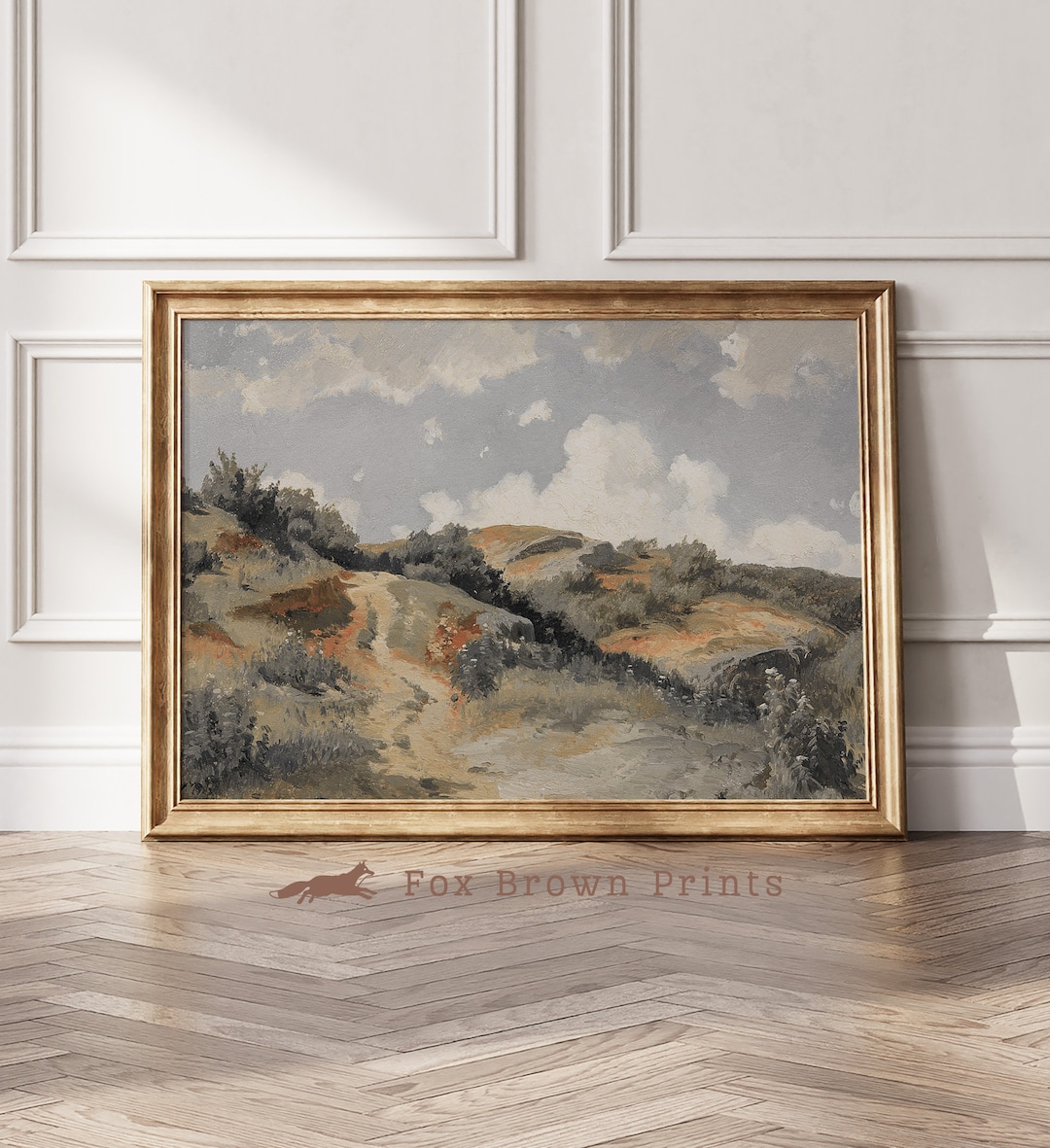 Muted Landscape Painting Trees and Heather Wall Art Green - Etsy