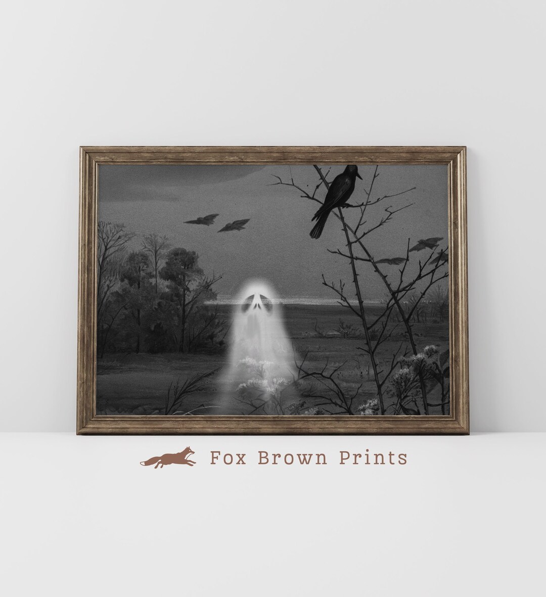 Dark Ghost Bird Print: Vintage Halloween Raven Art (digital Download ...