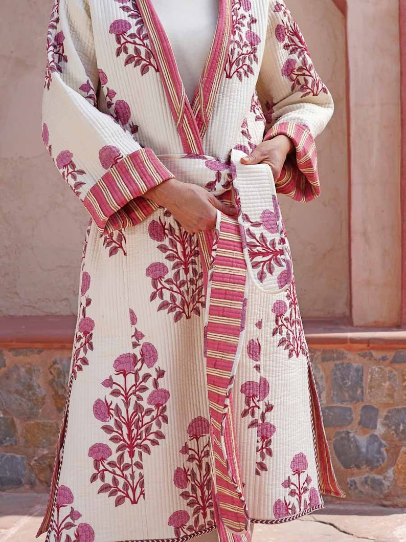 Quilted Maxi Coat Block Print Collection - Etsy